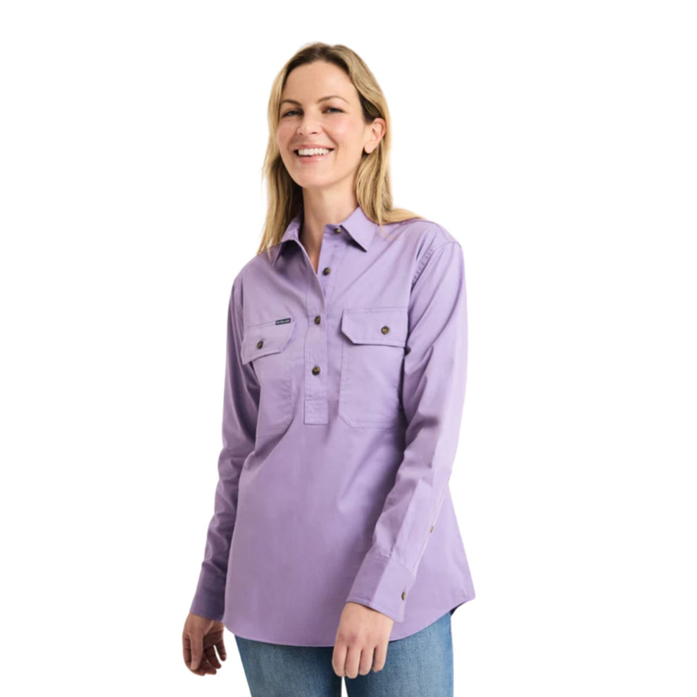 RB Sellars Womens Sandy Half Button Long Sleeve Workshirt – EQ Saddlery